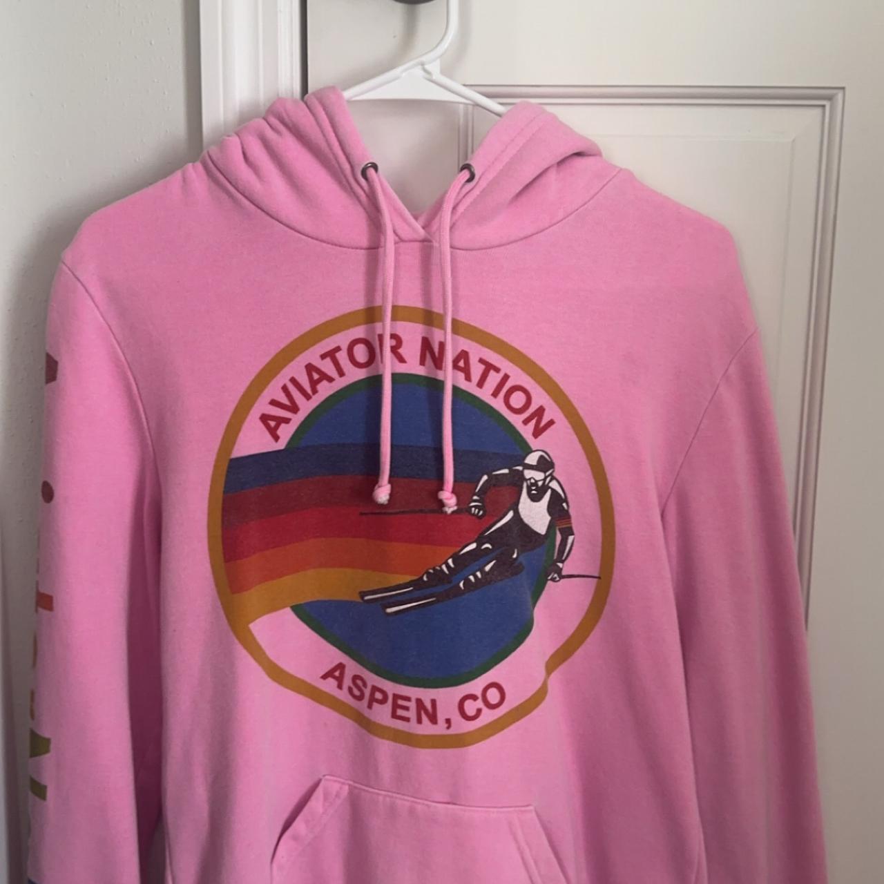 Aviator Nation Pink Hoodie Size XS Color Hot... - Depop