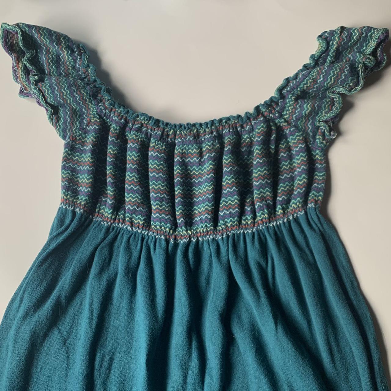 2000s Mossimo Supply Co. teal and striped dress Size... - Depop