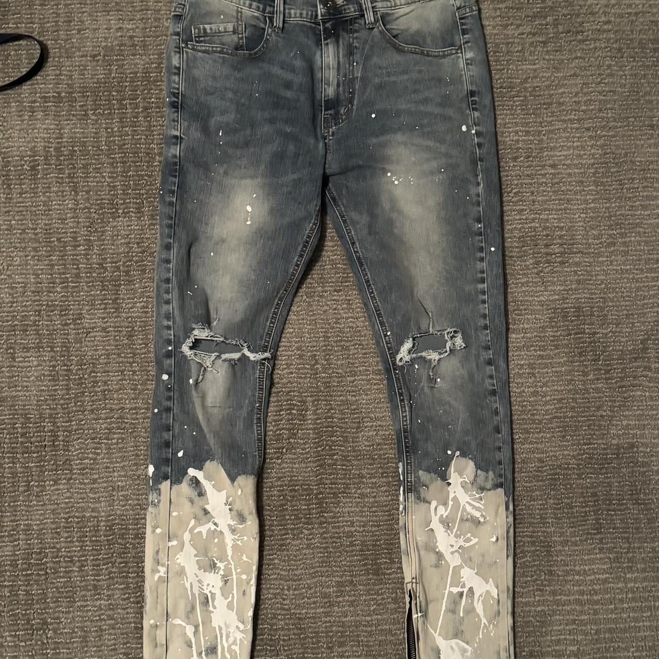 KDNK Painter’s Distressed Ankle Zip Skinny Jeans -... - Depop