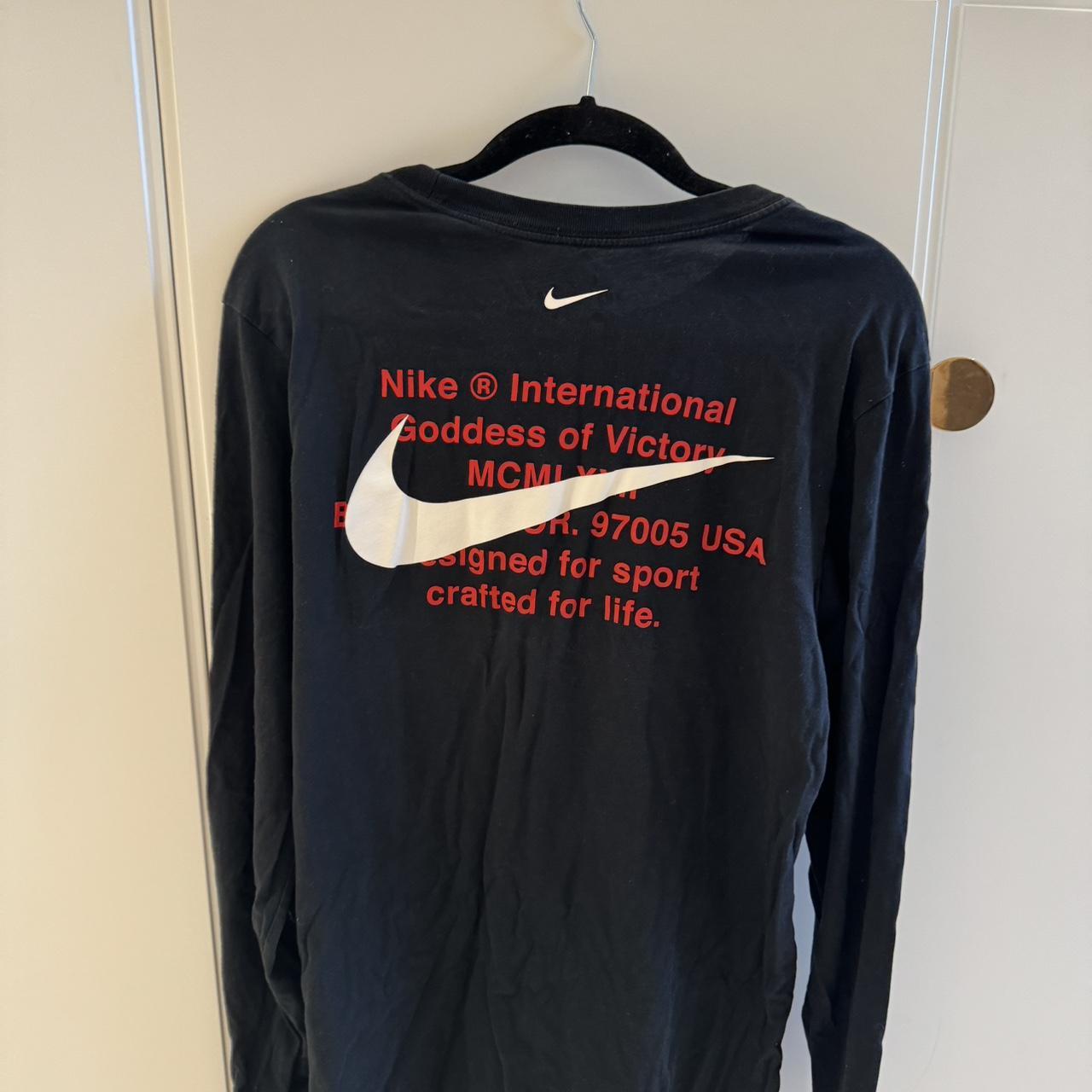 Nike - Black long sleeve double tick t-shirt : Small - Depop