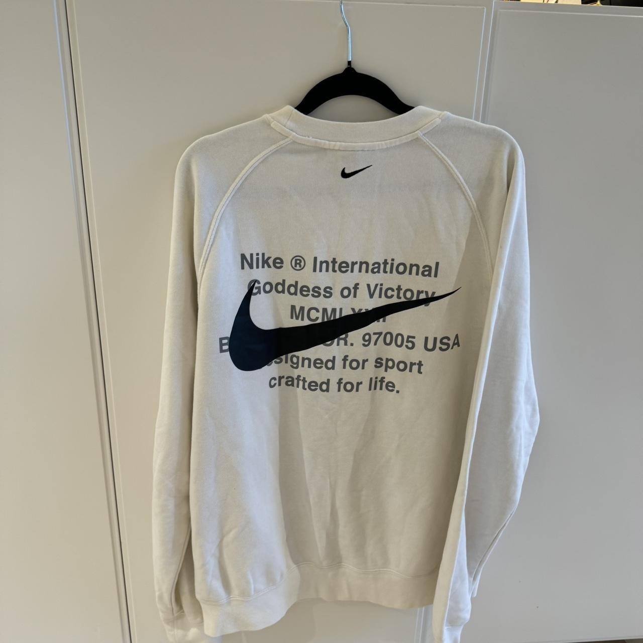 Nike - White double tick jumper/sweatshirt : Medium - Depop