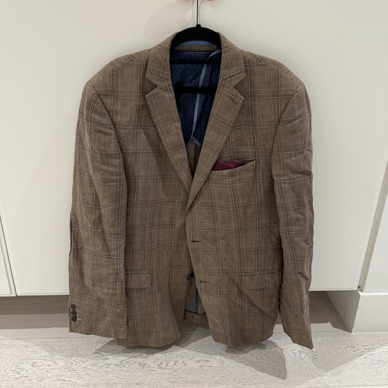 French Connection - Brown/Cream check blazer : 38... - Depop