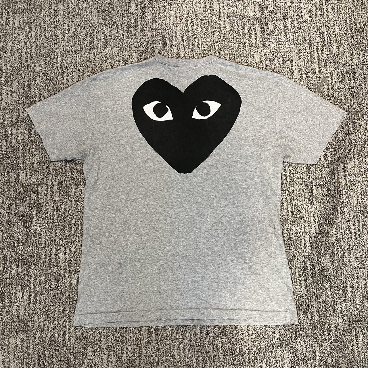 CDG play heart shirt Comme does garçons grey XL TAG... - Depop