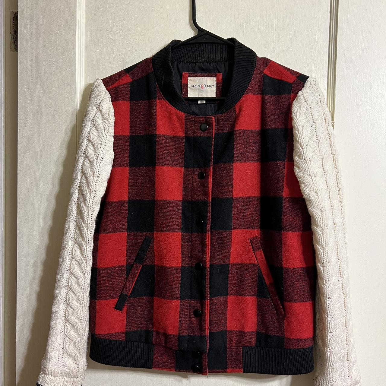 Cute Buffalo plaid sweater lightweight jacket /... - Depop