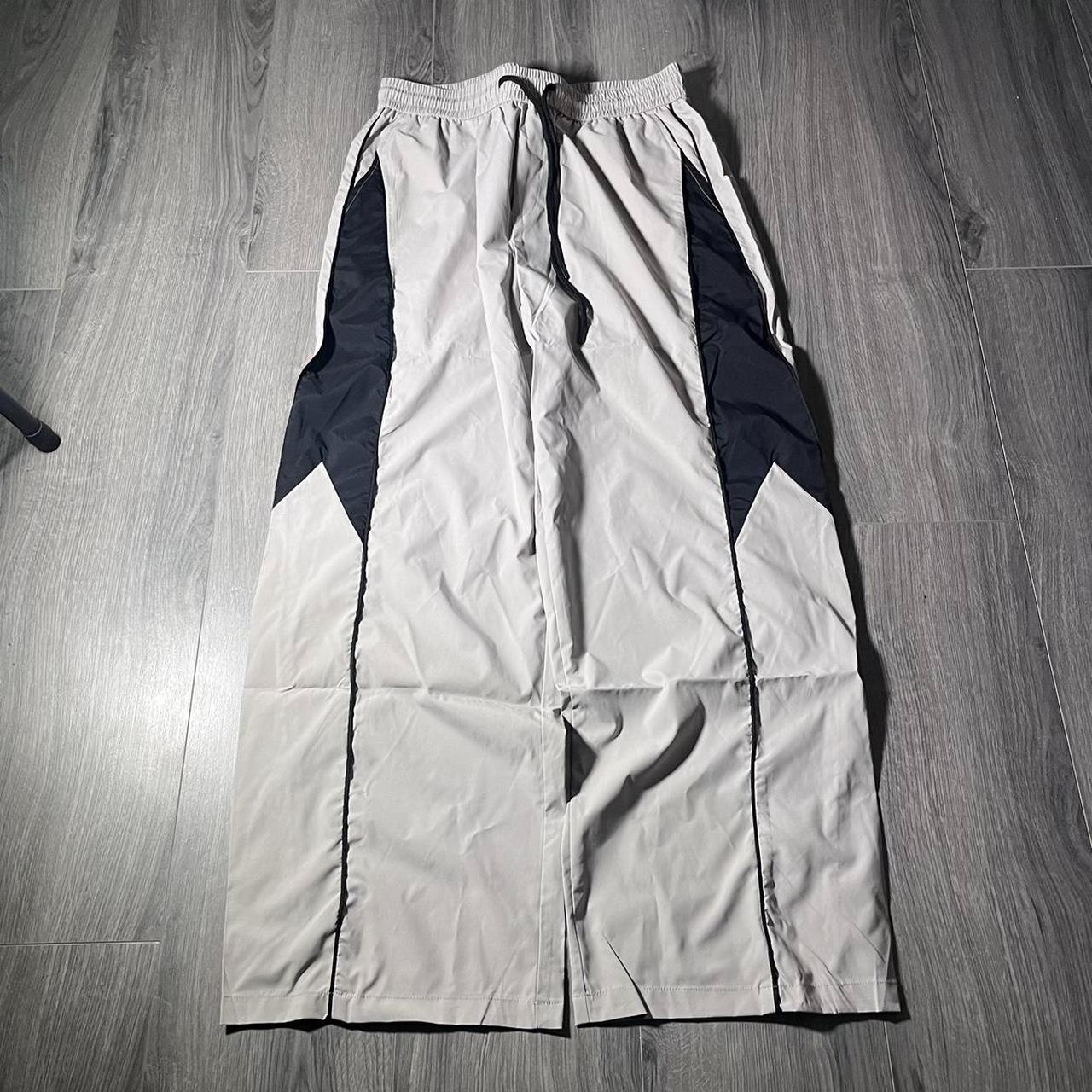 y2k / 2000s wide leg baggy two tone track... - Depop