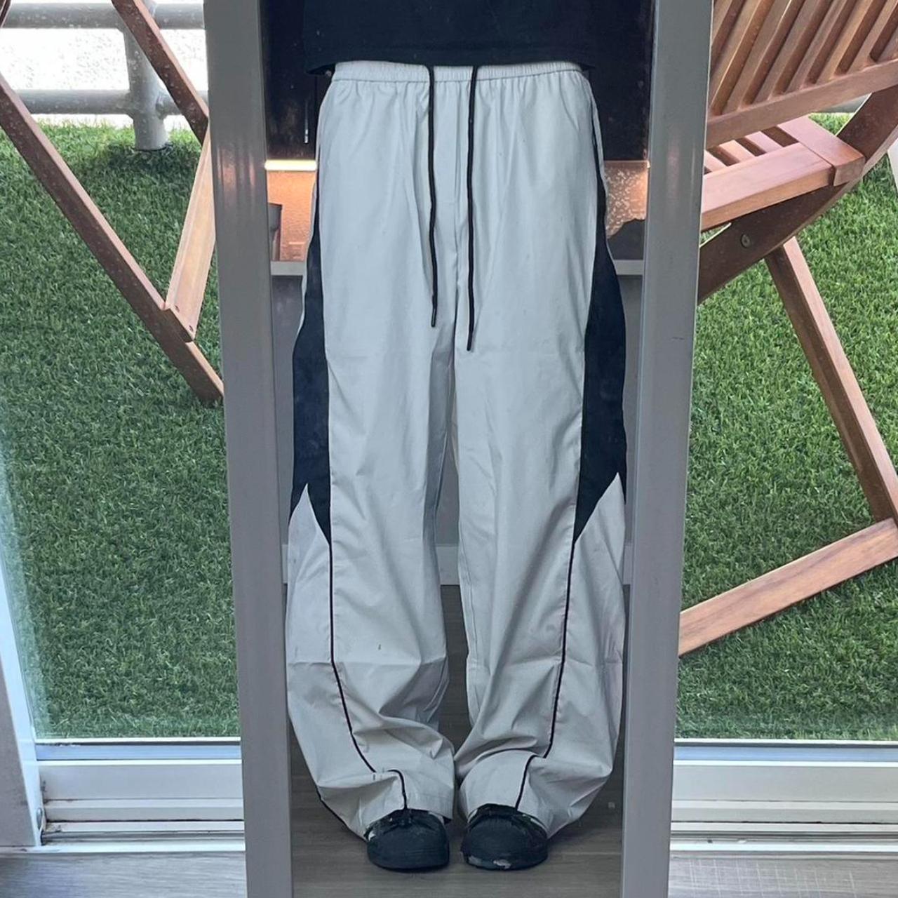 y2k / 2000s wide leg baggy two tone track... - Depop