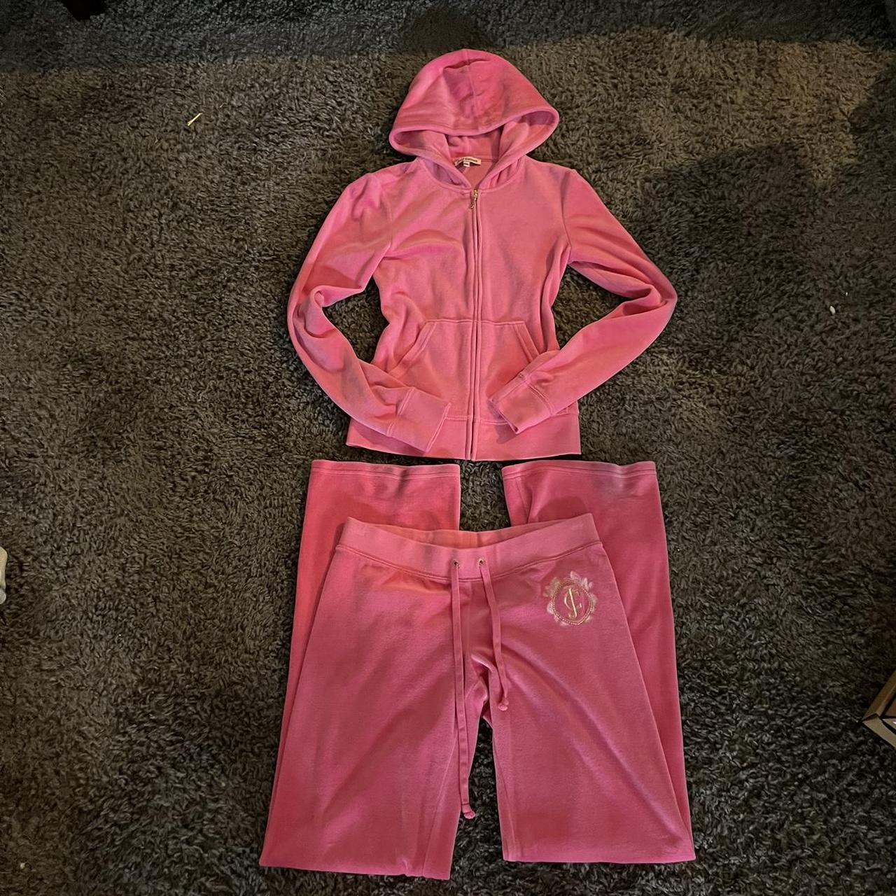 Y2k Juicy Couture Pink Velour Tracksuit Size S Depop