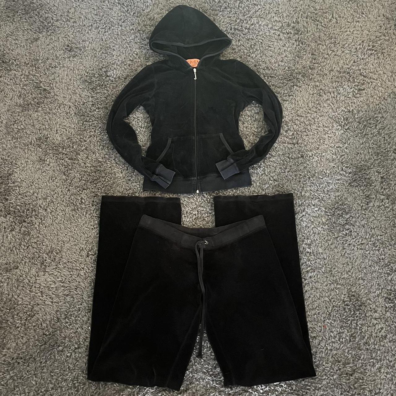 VINTAGE BLACK VELOUR JUICY COUTURE TRACKSUIT both... - Depop