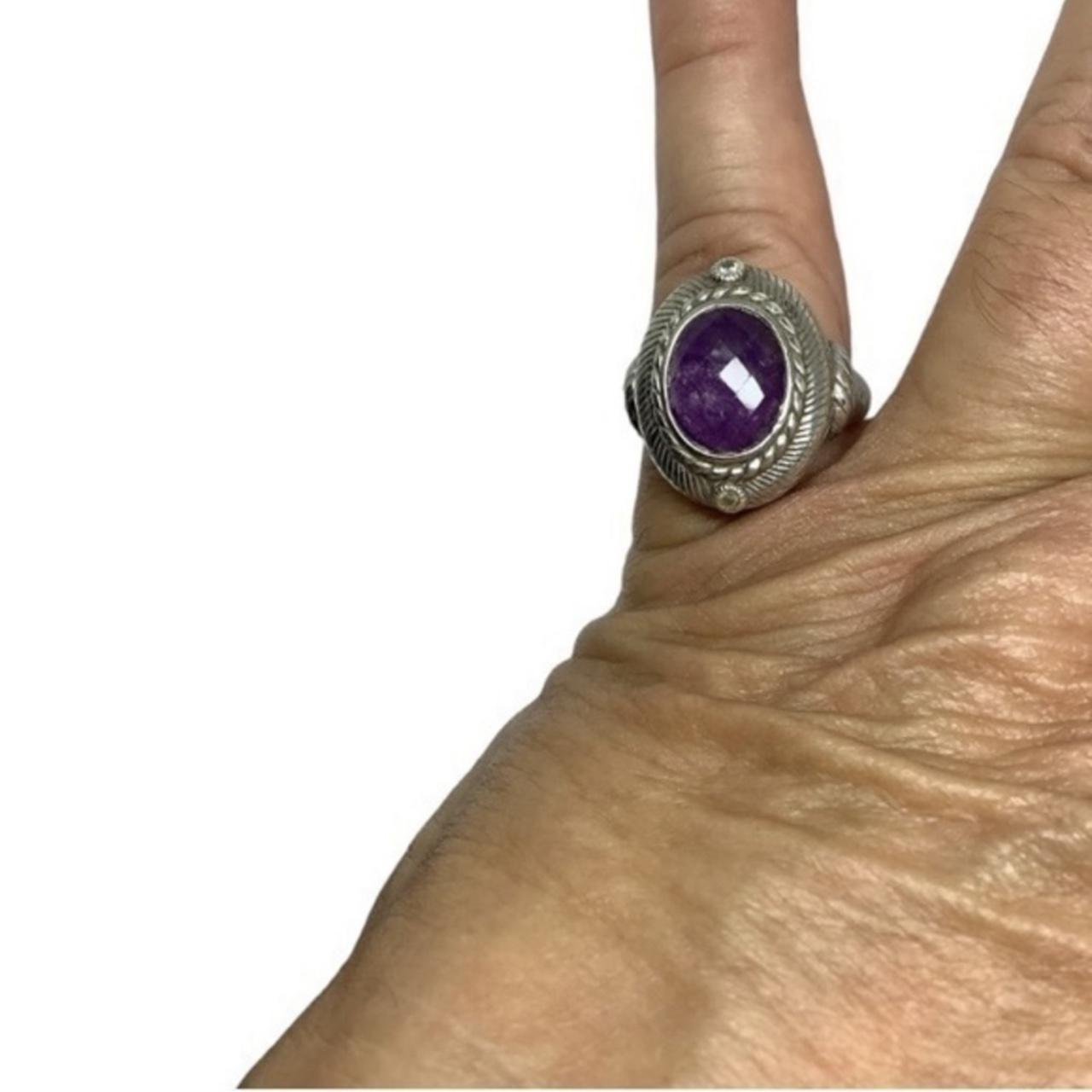 - Judith Ripka amethyst sterling silver ring Size 8 - Depop