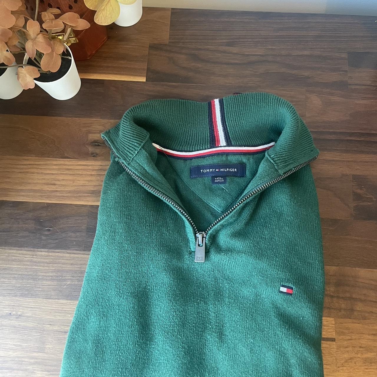 Tommy Hilfiger green quarter zip jumper - Depop