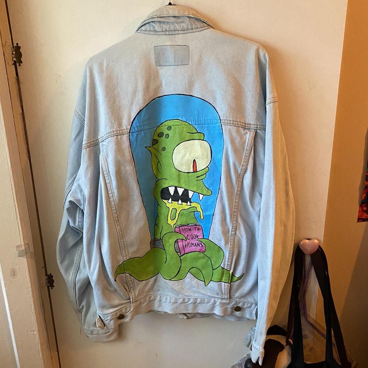 one of a kind custom simpsons denim jacket !!! so... - Depop