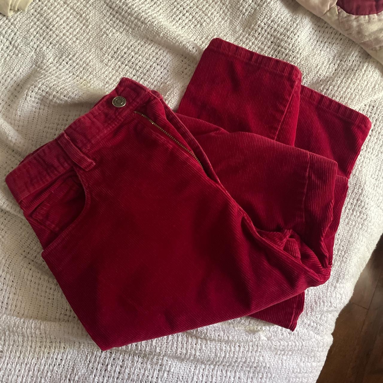 Vintage Red Velvet Pants 90’s-00’s Brand- Faded... - Depop