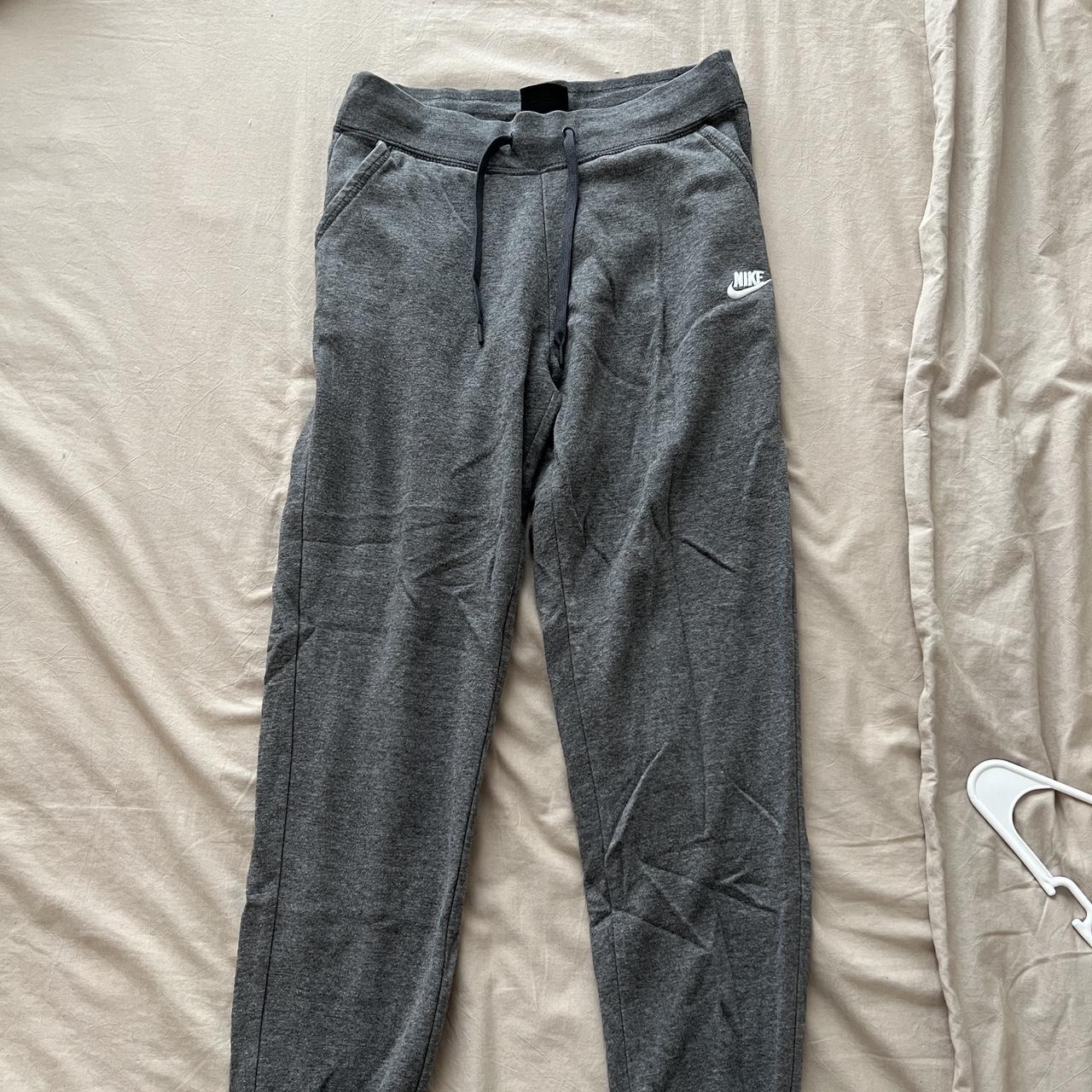 grey nike sweatpants with cuffs and drawstring size... - Depop
