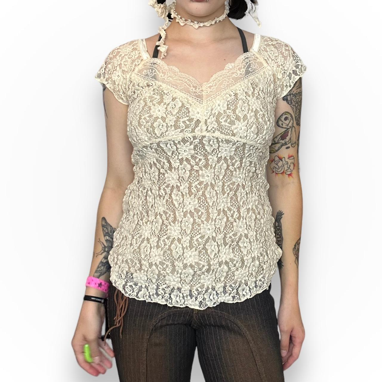 vintage y2k lace top by cabi