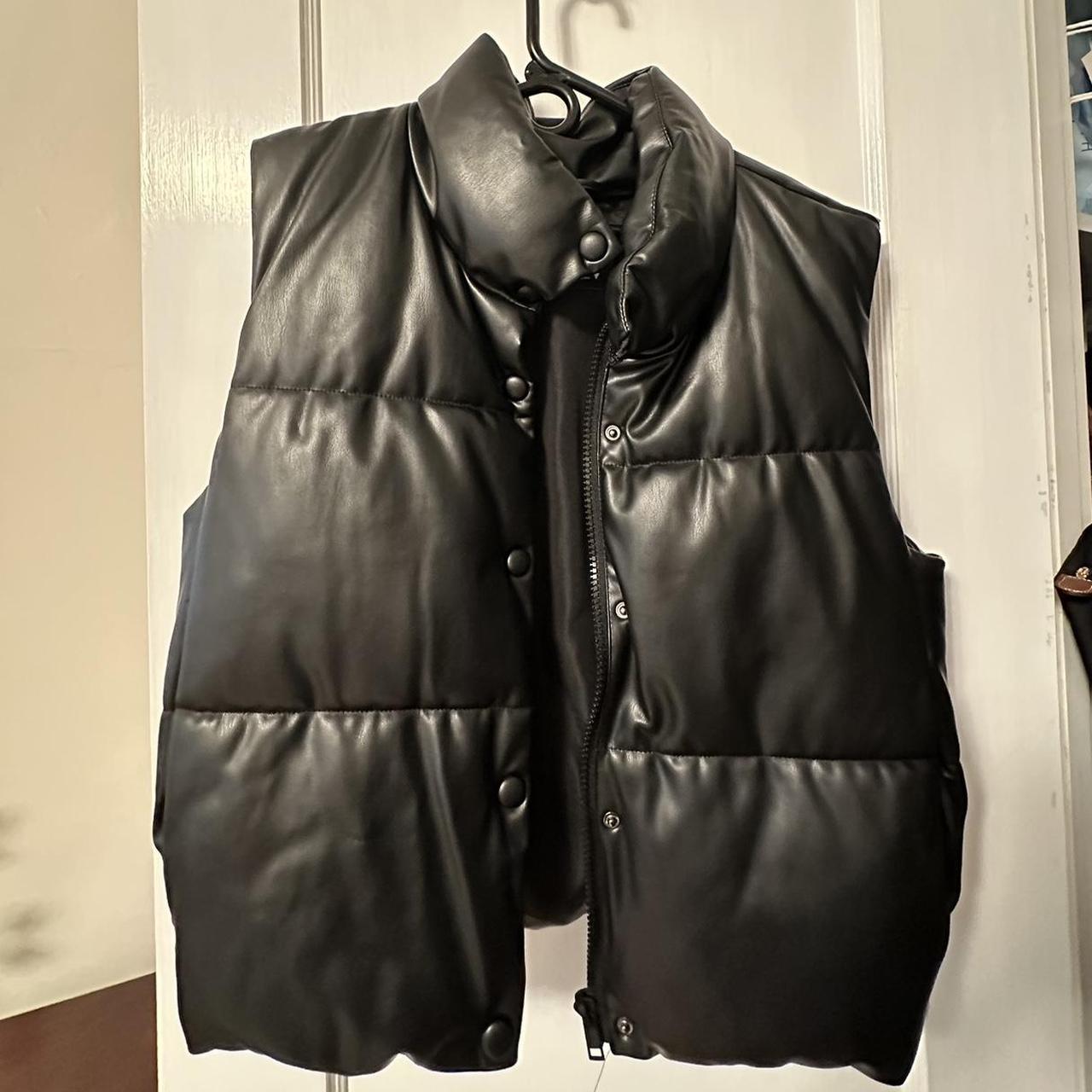 ZARA black leather puffer vest🖤 size large but zara... - Depop