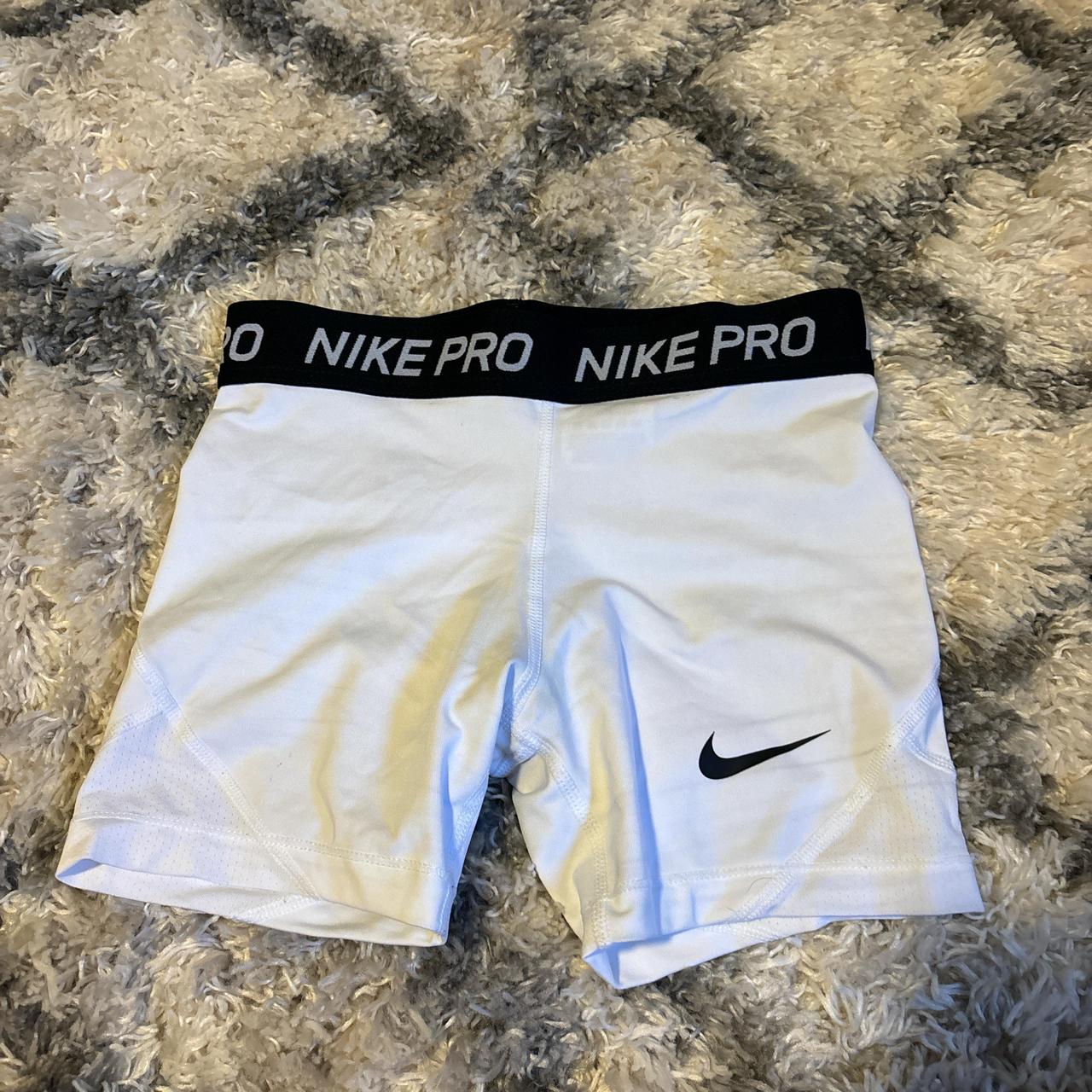 white nike pro shorts size medium and never worn!! - Depop