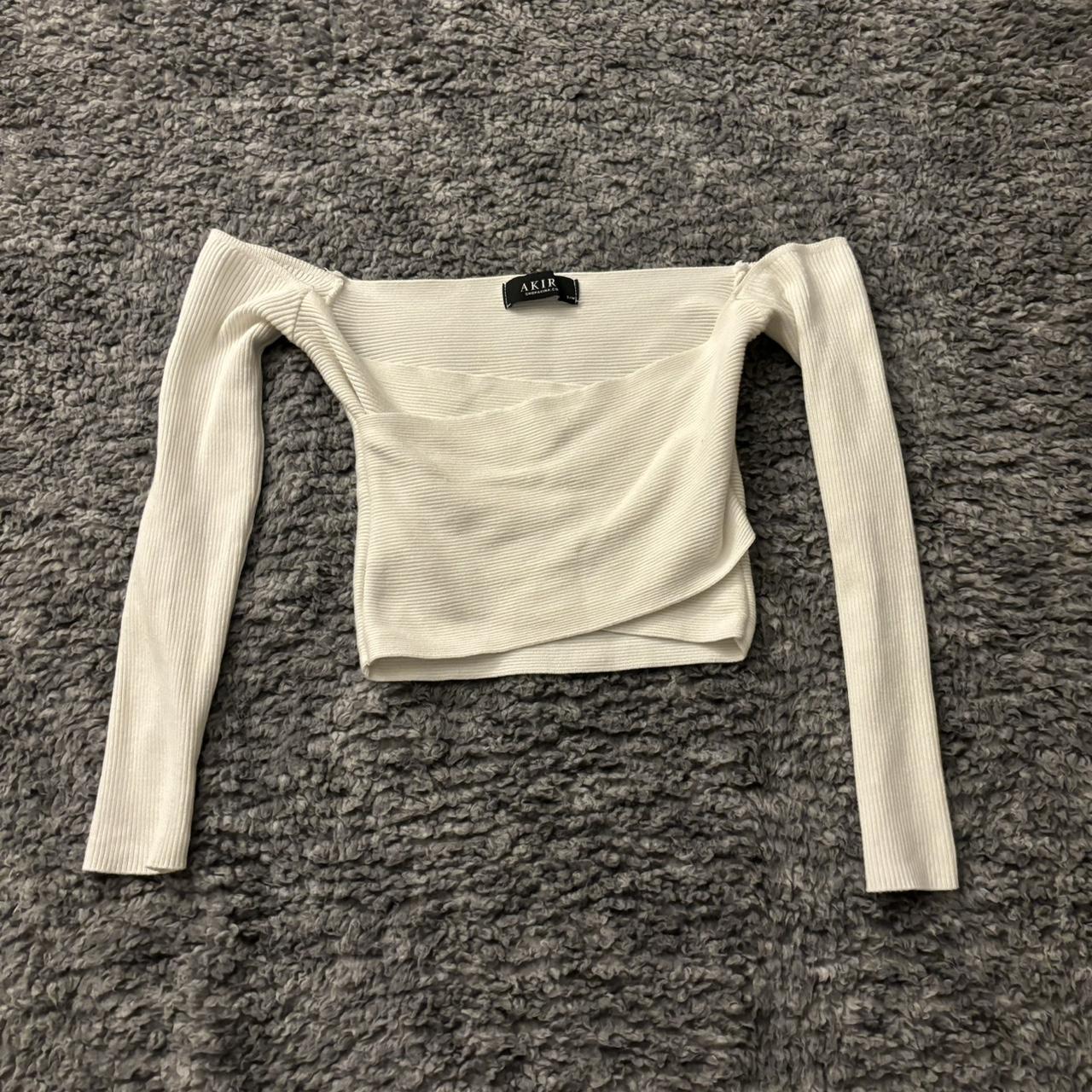 akira cross over off the shoulder white top so cute - Depop
