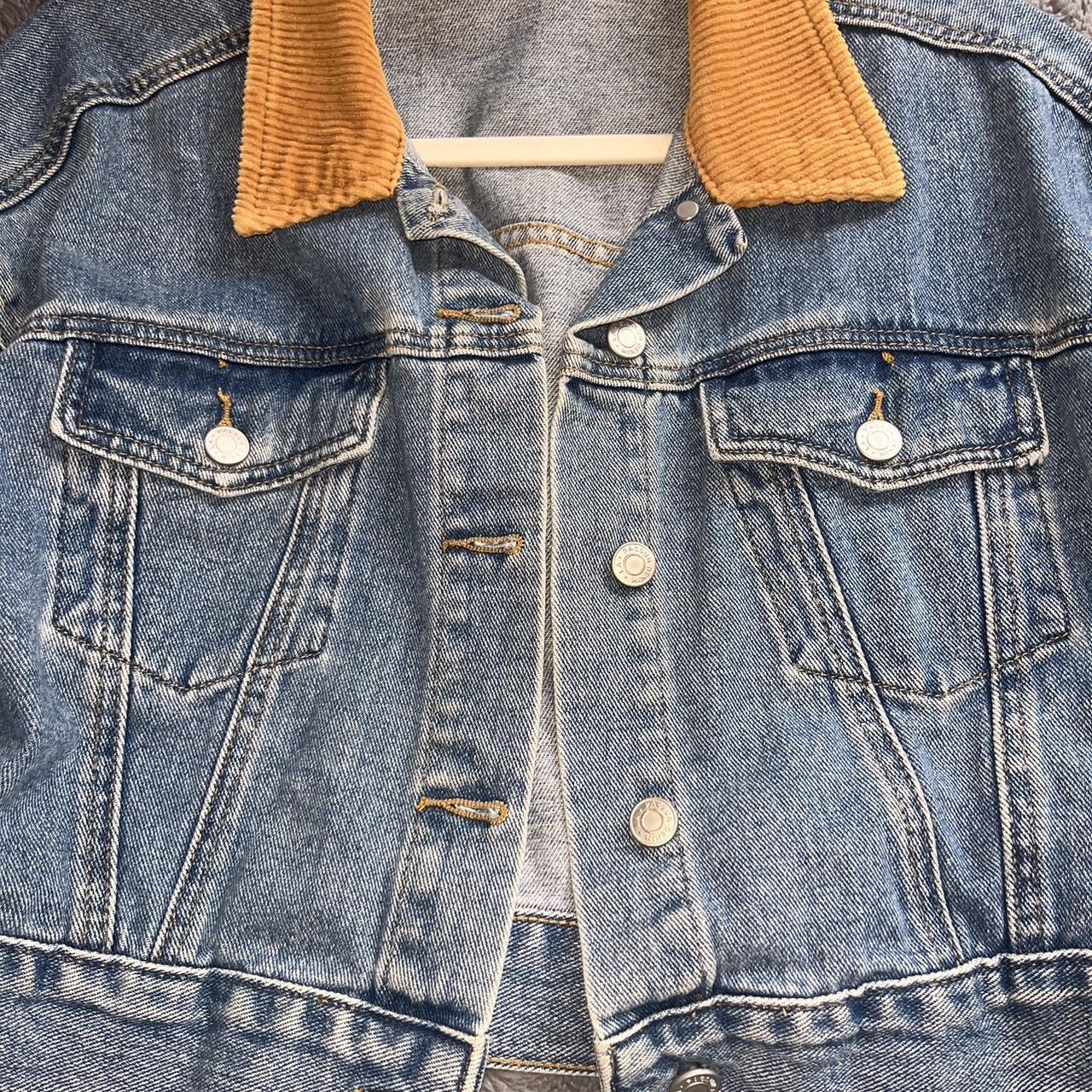 perfect condition pacsun denim corduroy cropped jacket - Depop