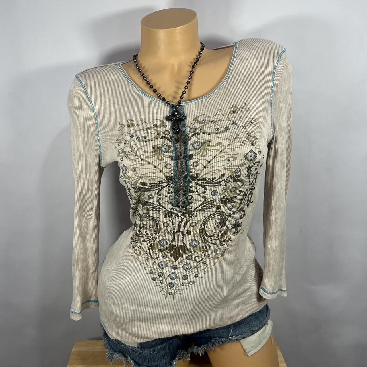 Y2K grunge rhinestone graphic top ⚜️ Literally so... - Depop