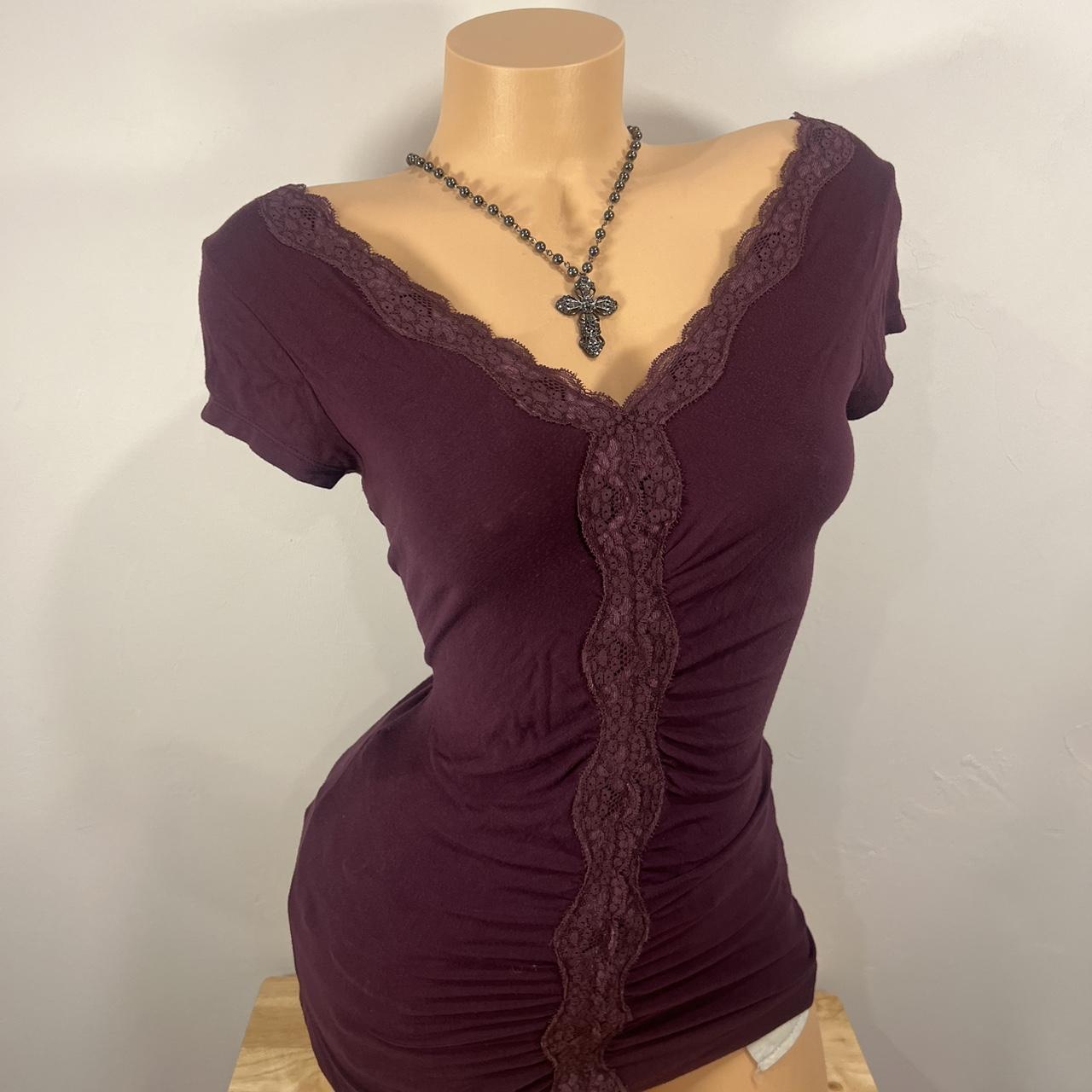 Y2k office siren lace blouse Literally to die for 😻... - Depop