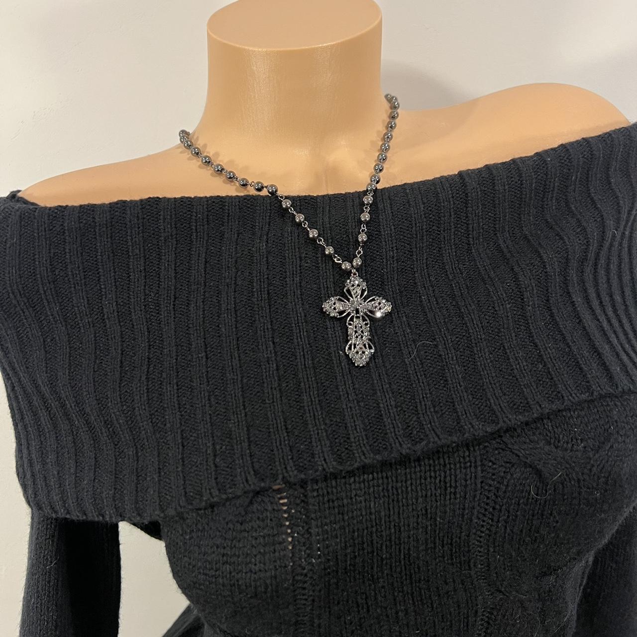 Y2k cable knit off the shoulder sweater dress So... | Depop