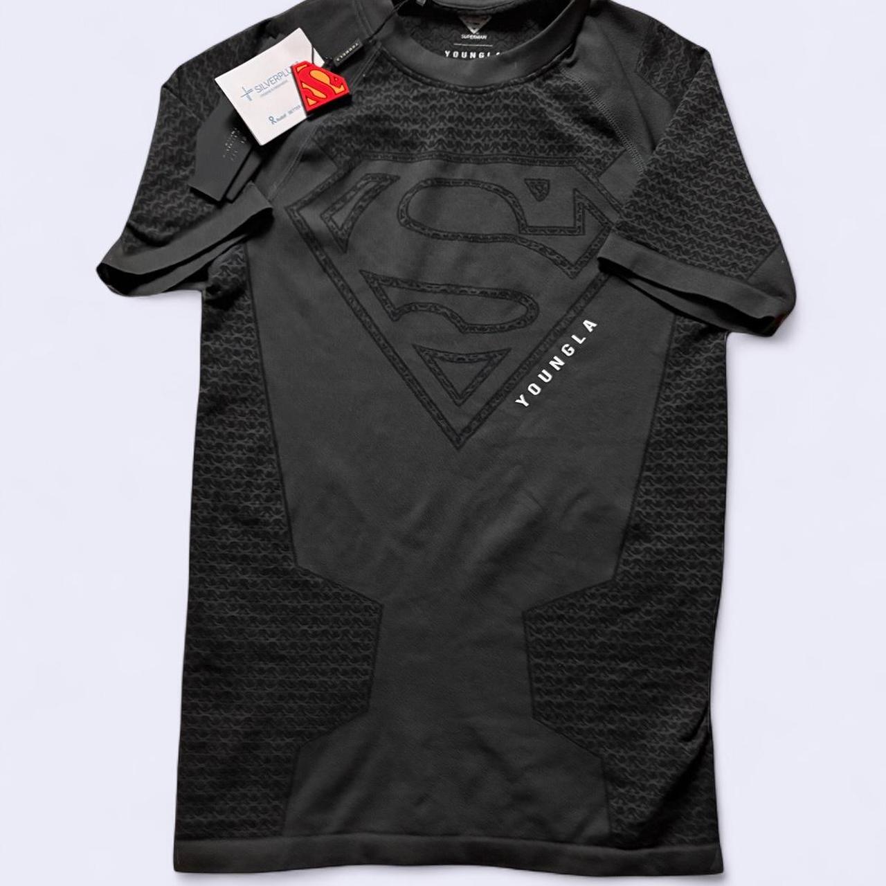 Superman charcoal gray compression shirt from... | Depop