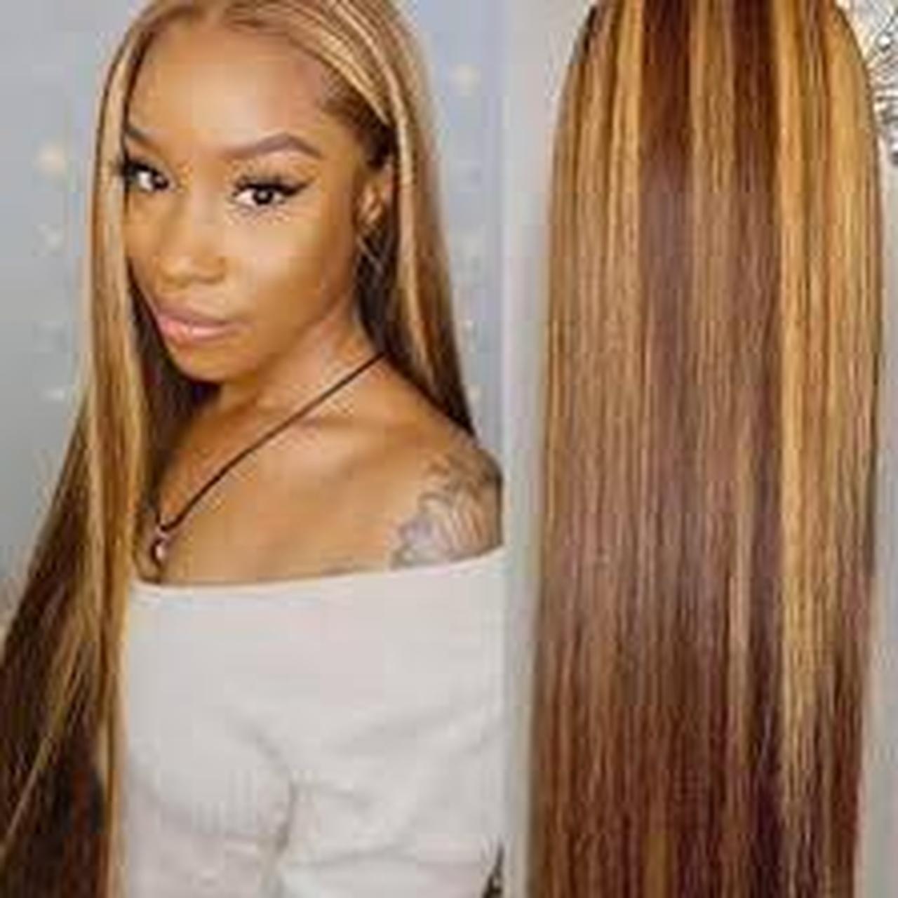 22 inch lace front wig (100% Human Hair) ♡ Honey... - Depop