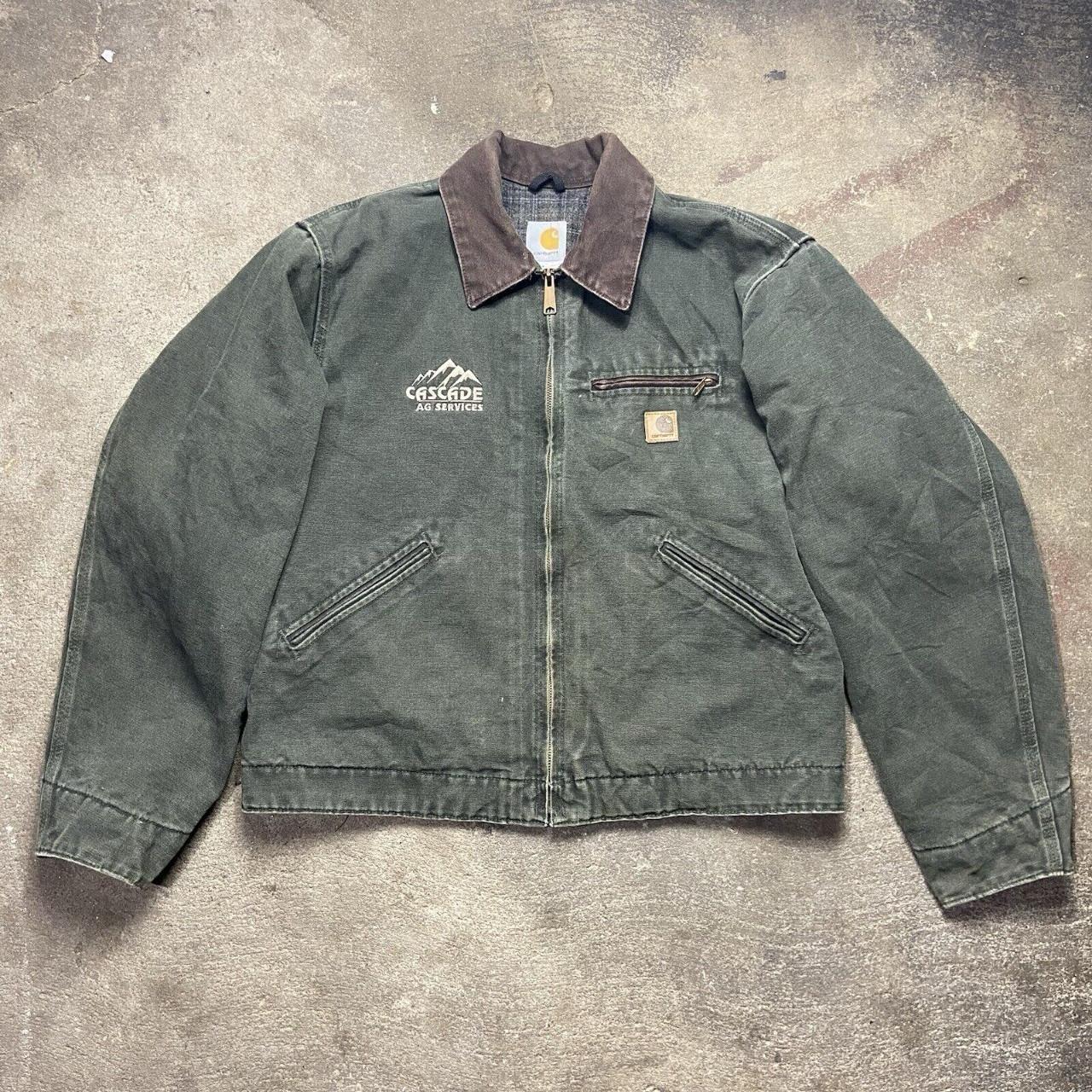 VTG Carhartt Detroit Jacket J97 MOS Moss Green... - Depop