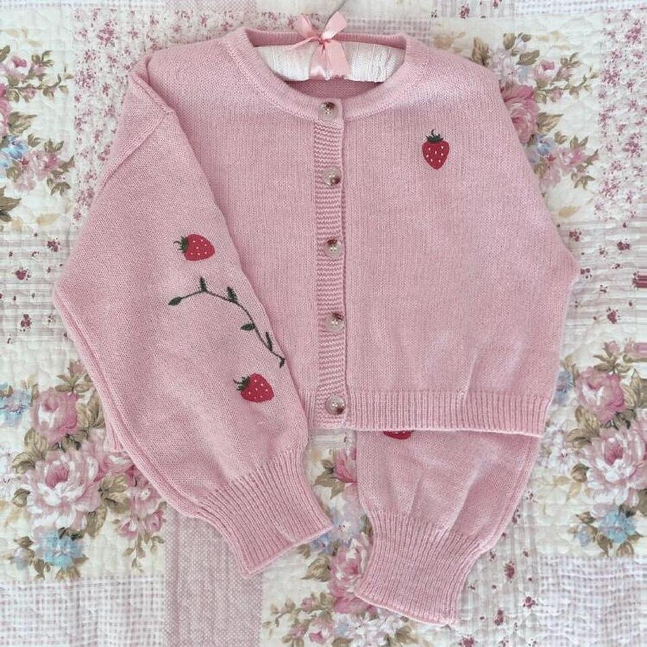 Women's Pink and Red Cardigan | Depop