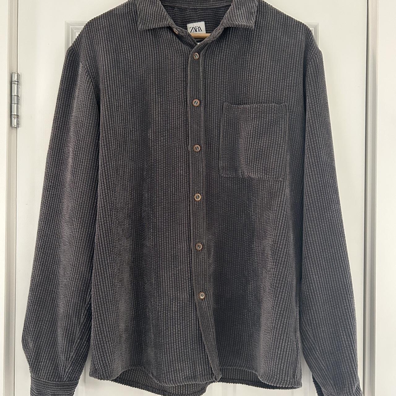 Mens Zara Cord Overshirt / Shacket Grey Size Medium... - Depop