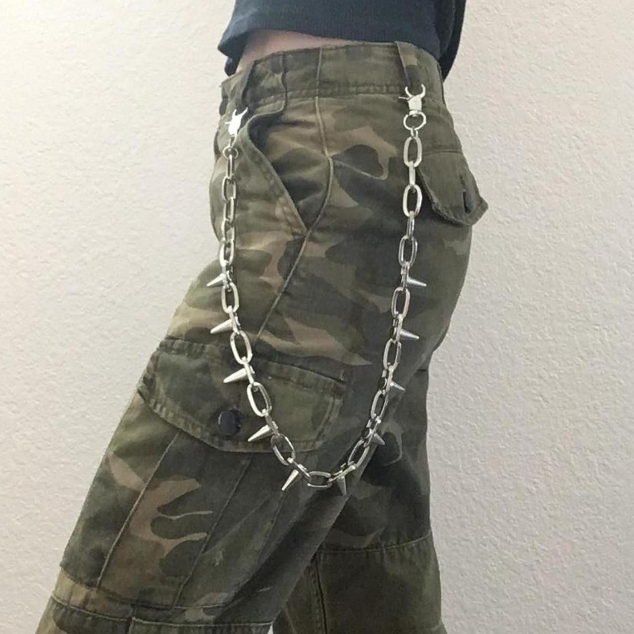 spiked pants chain / chunky goth pants or wallet... | Depop