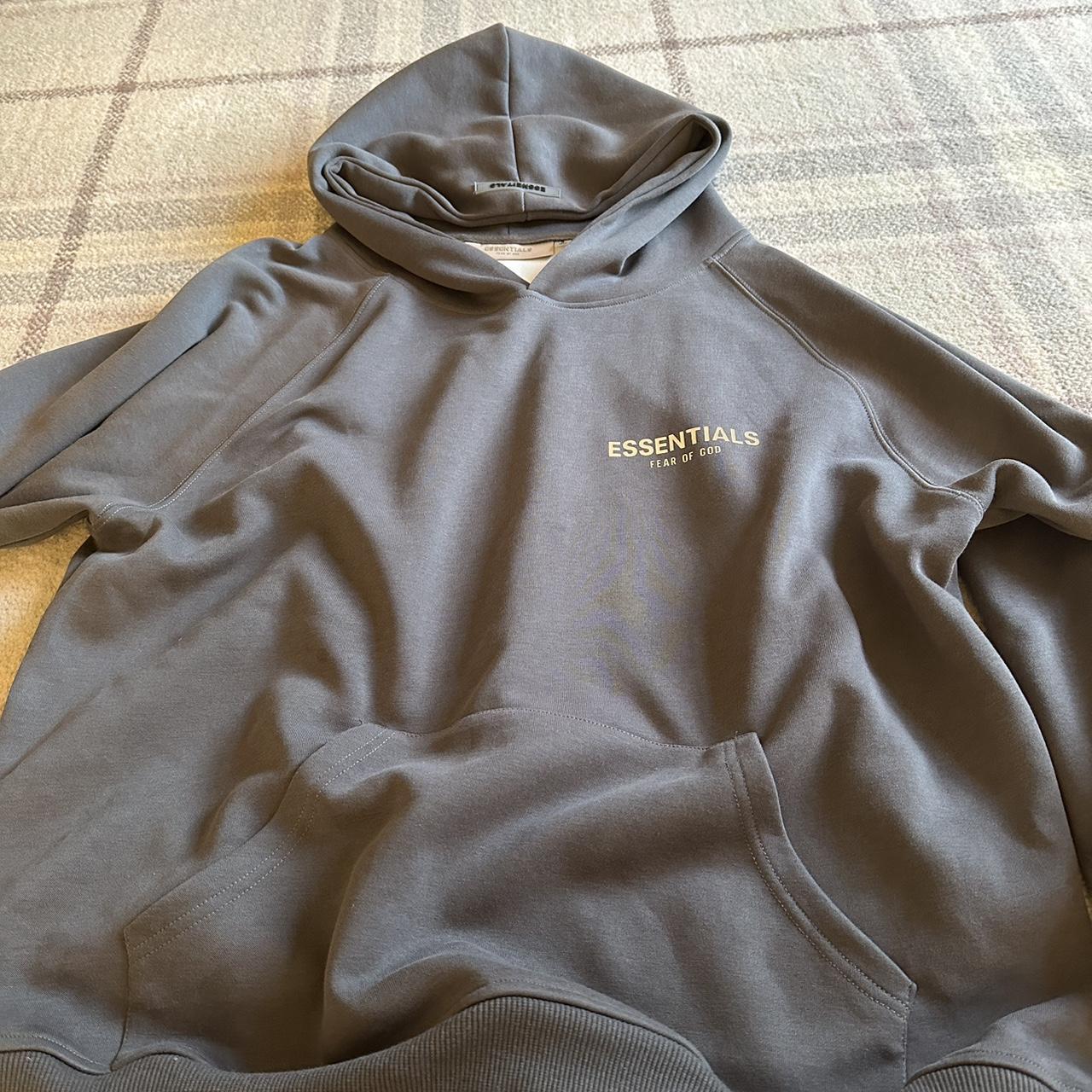 Grey Essentials hoodie hooded jumper size small... - Depop