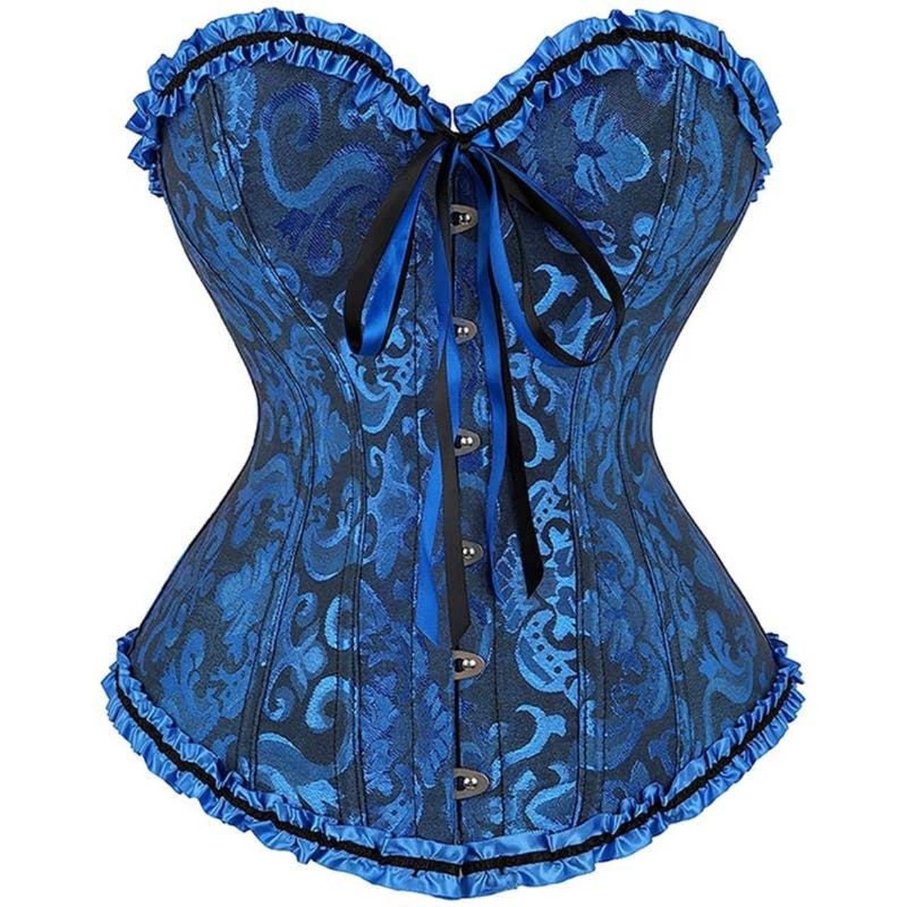 Women's Blue and Black Corset | Depop