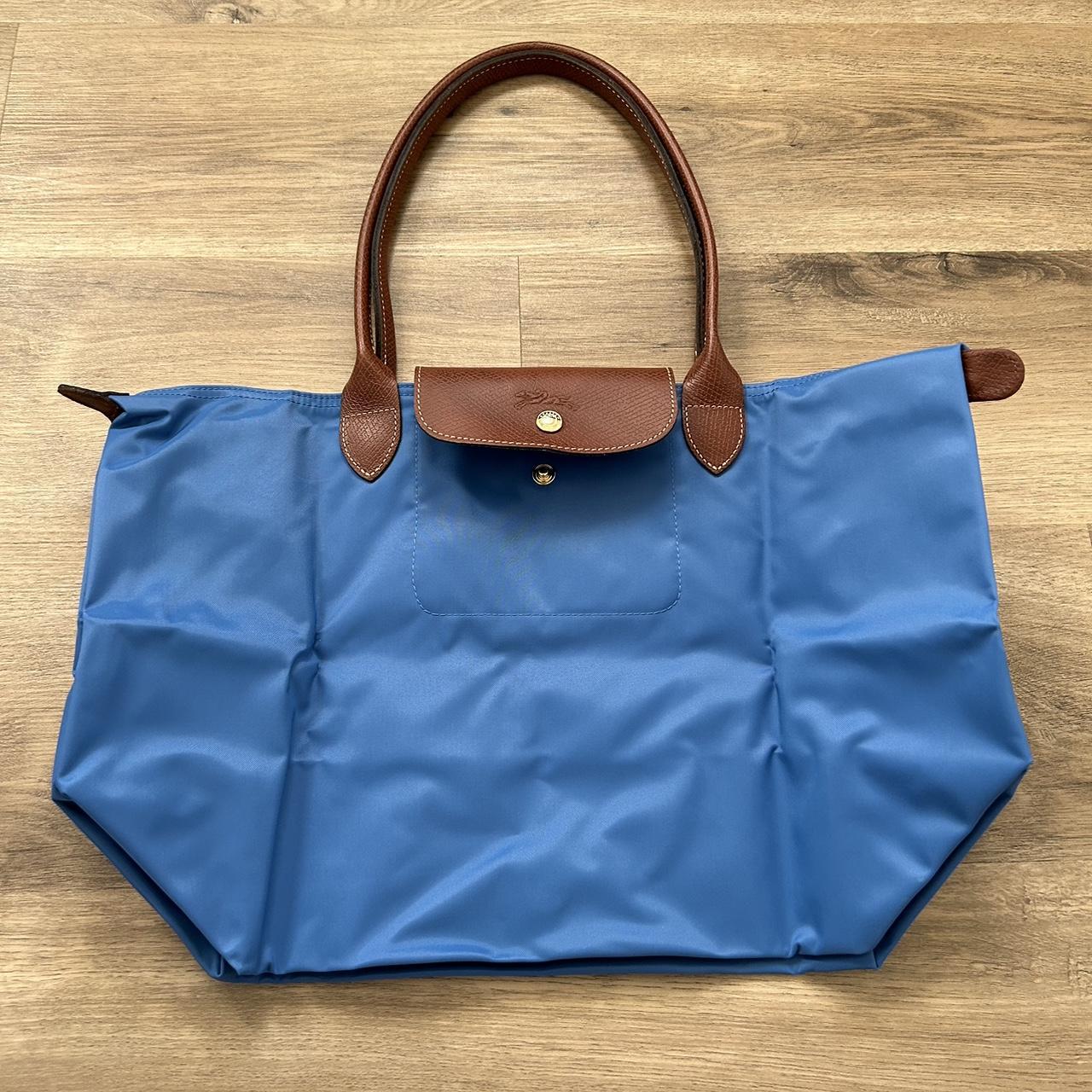 blue longchamp medium tote - brand new, never used... - Depop