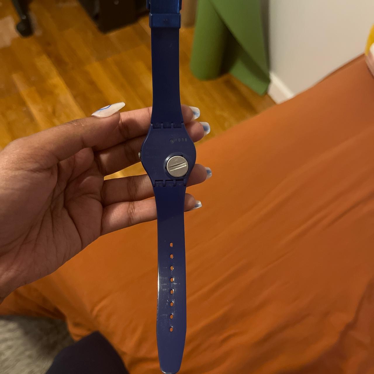 Swatch Women's Navy and Blue Watch | Depop