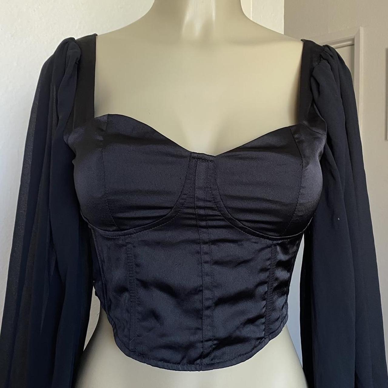 Black corset top with long sleeve from Missguided... - Depop