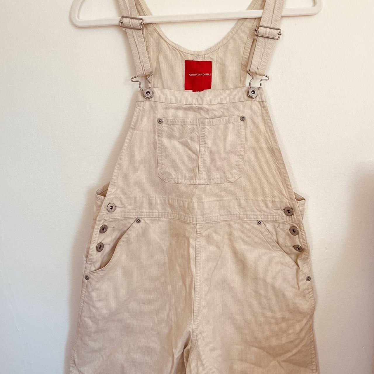 vintage cream color overall shorts, best for xs/s/m.... - Depop