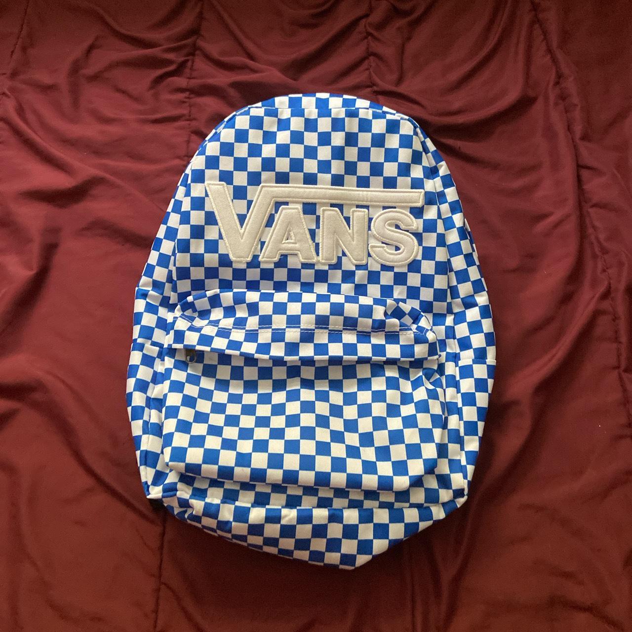 Vans blue checkerboard backpack ! Regular sized.... - Depop