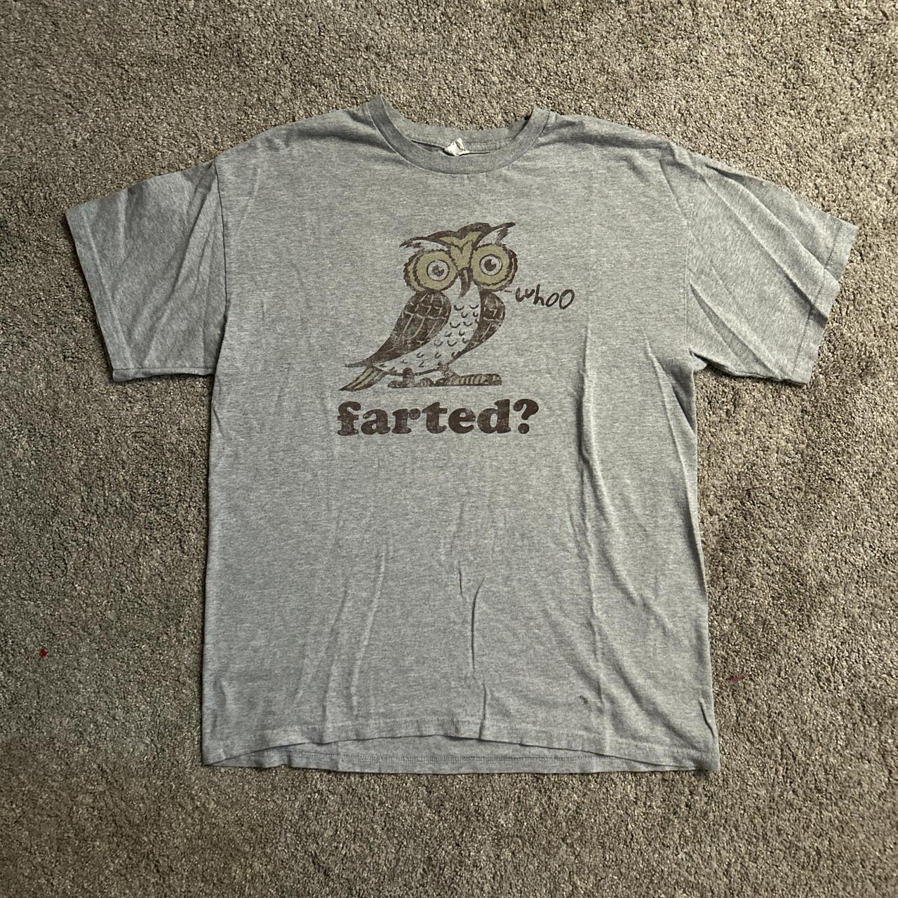 “Who farted” tee funny little grey t-shirt. Size... | Depop