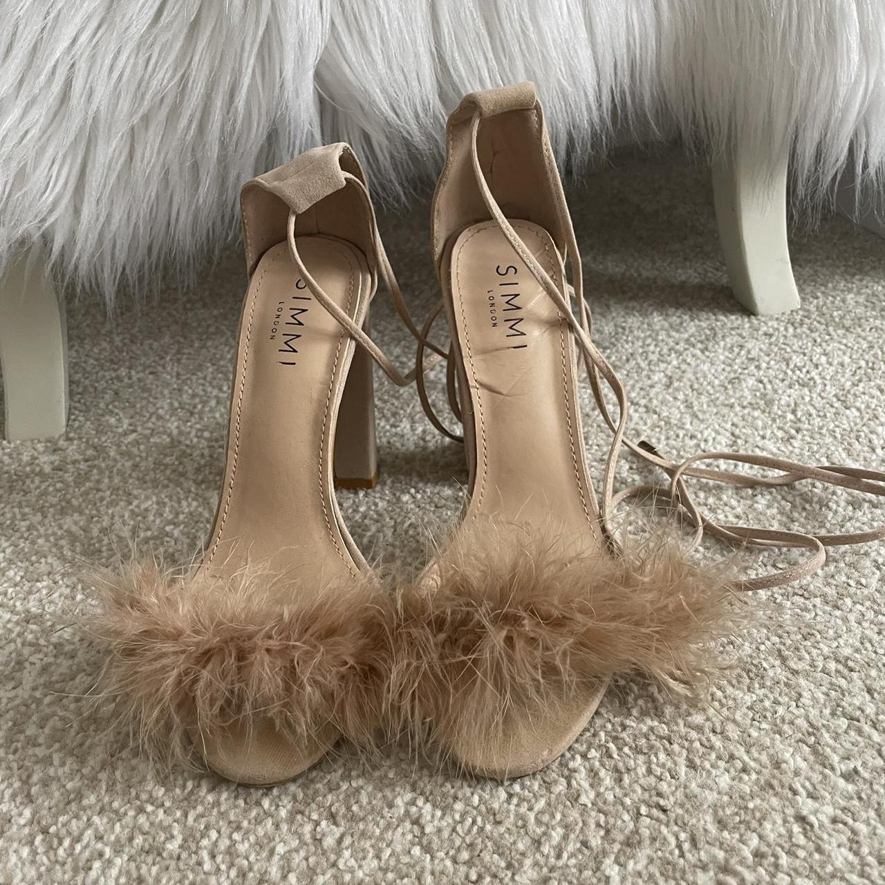 Simmi London pink/nude feather lace up suede... - Depop