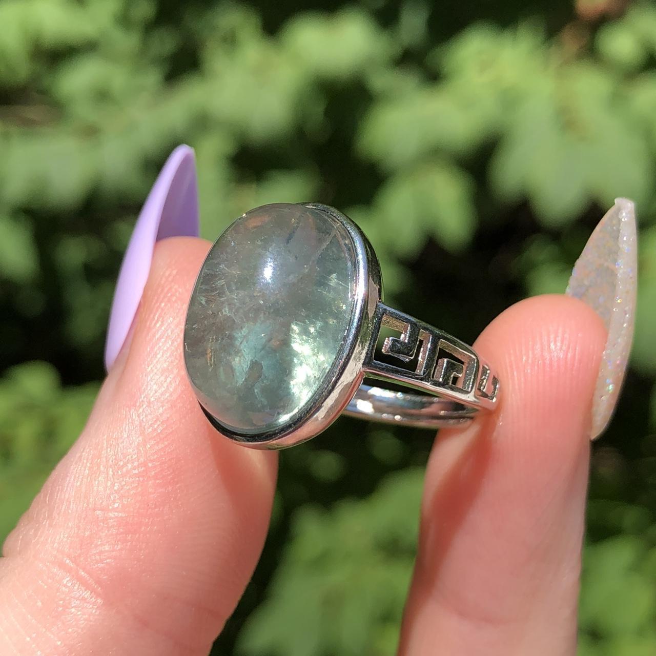 Fluorite Silver Ring 💚 Genuine green fluorite... - Depop