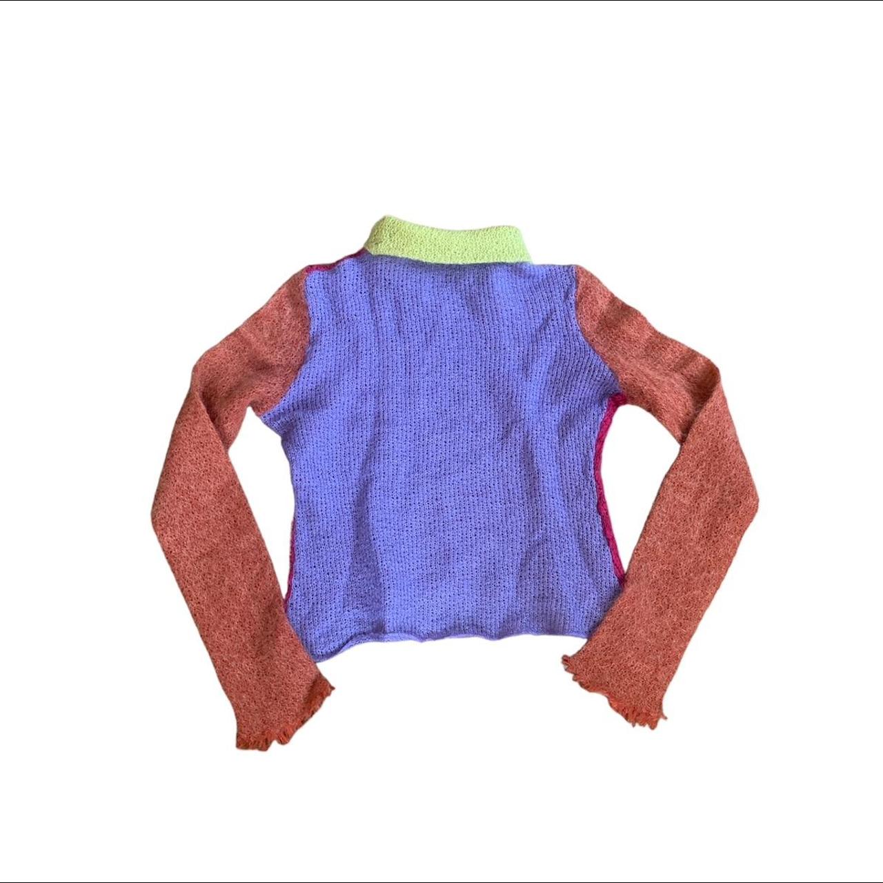 Vintage 90s knit color block turtleneck sweater.... - Depop