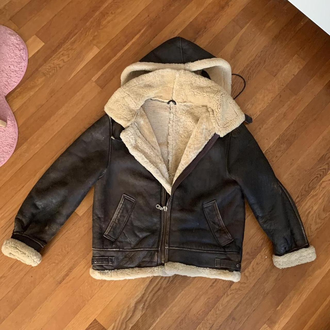 true vintage aviator jacket. Features brown slightly... - Depop