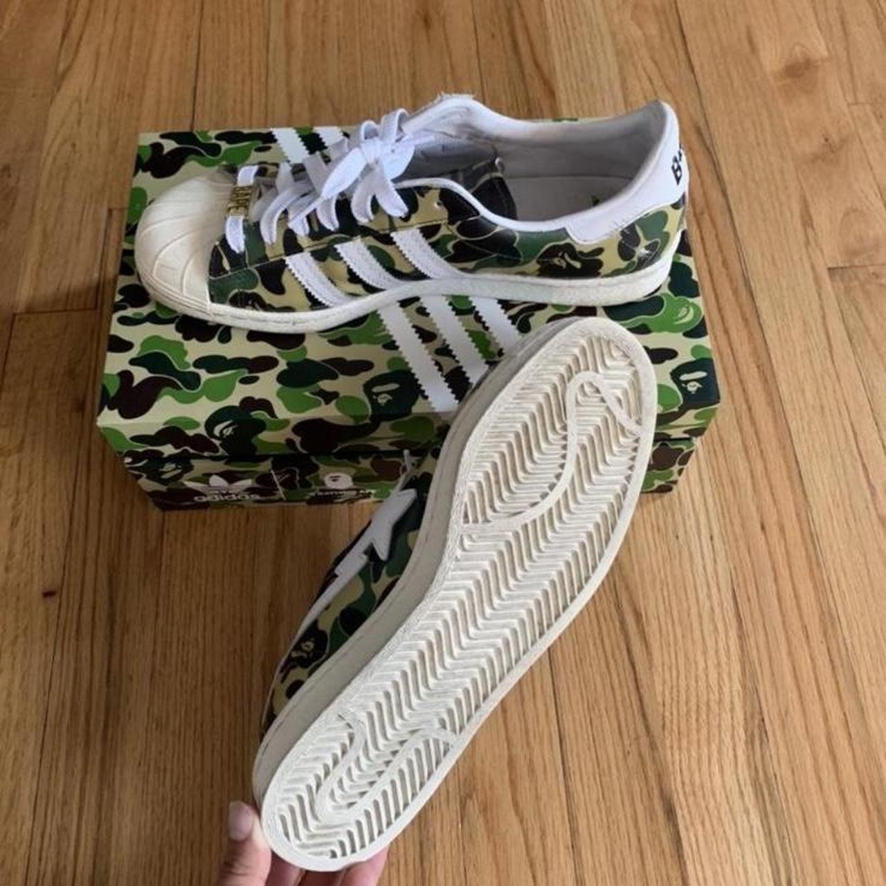 Bape x adidas shell toe good condition with box... - Depop