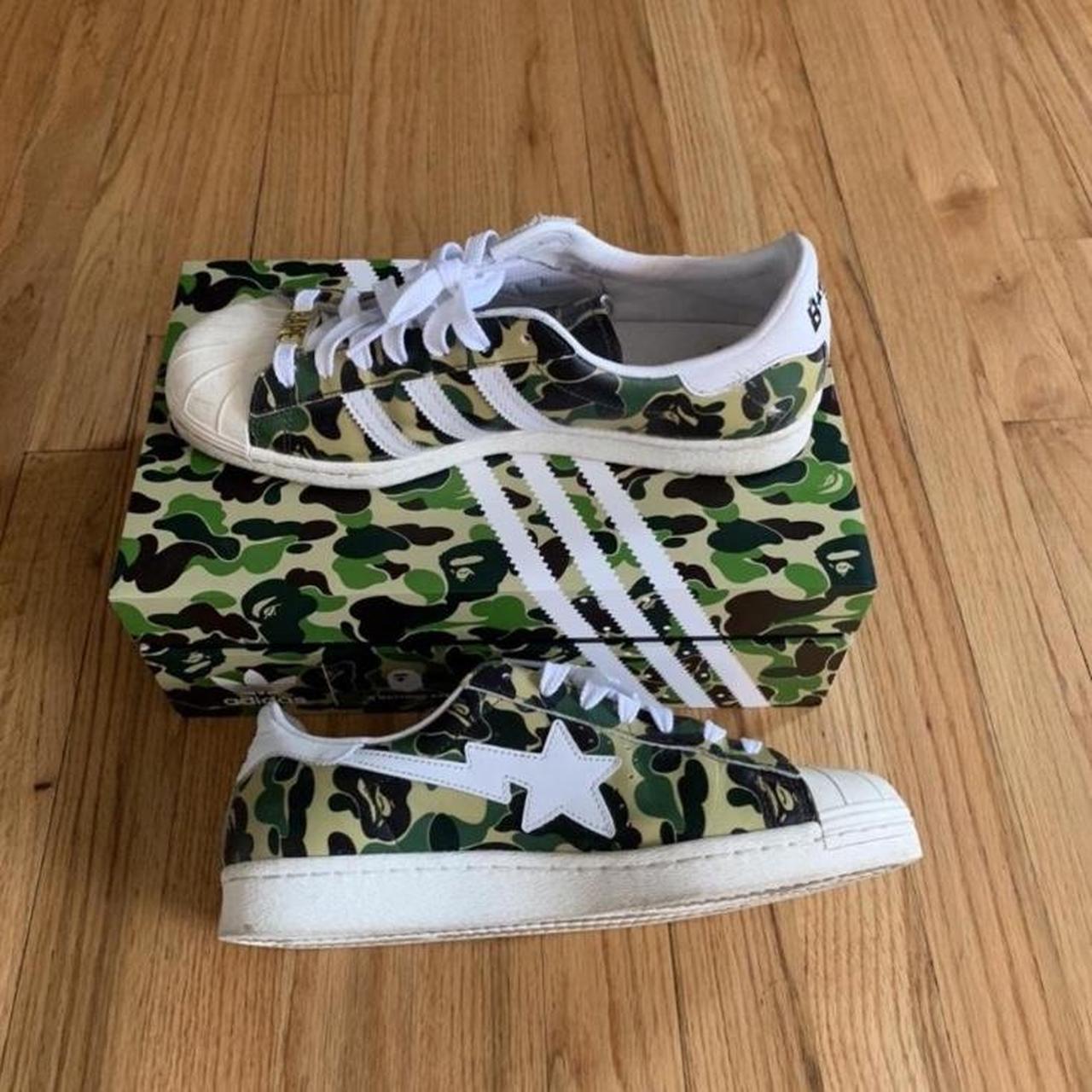 Bape x adidas shell toe good condition with box... - Depop