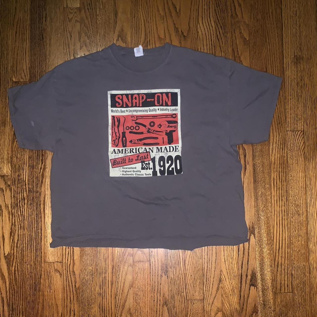 Vintage snap on t shirt Cropped with scissors Size... - Depop