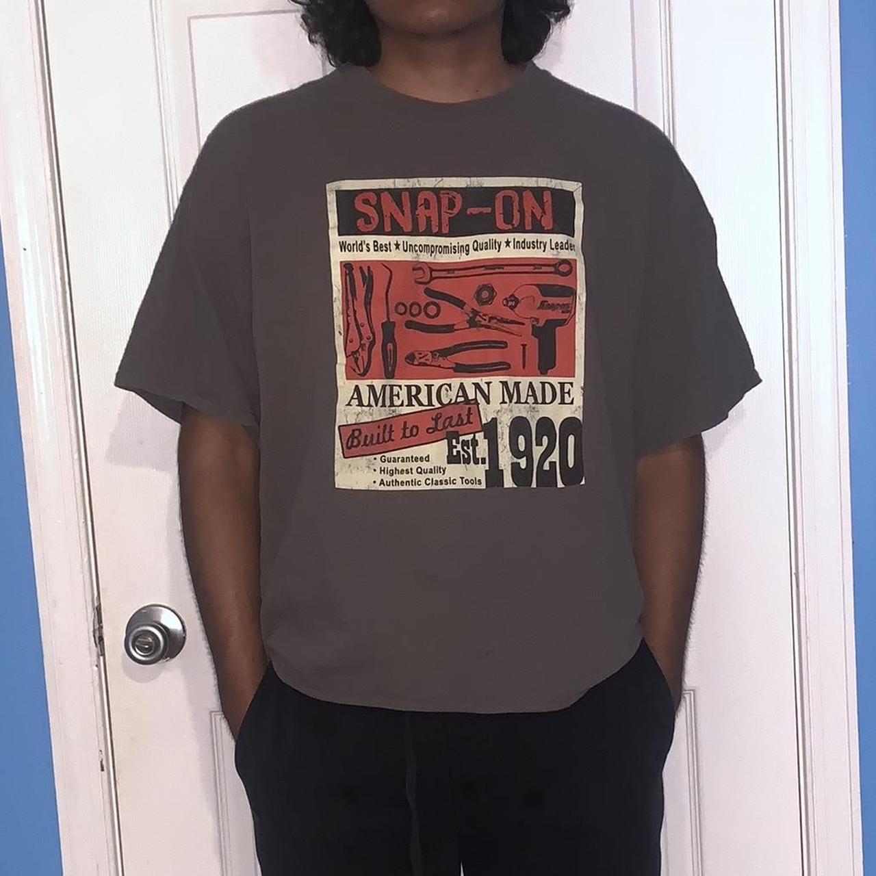 Vintage snap on t shirt Cropped with scissors Size... - Depop