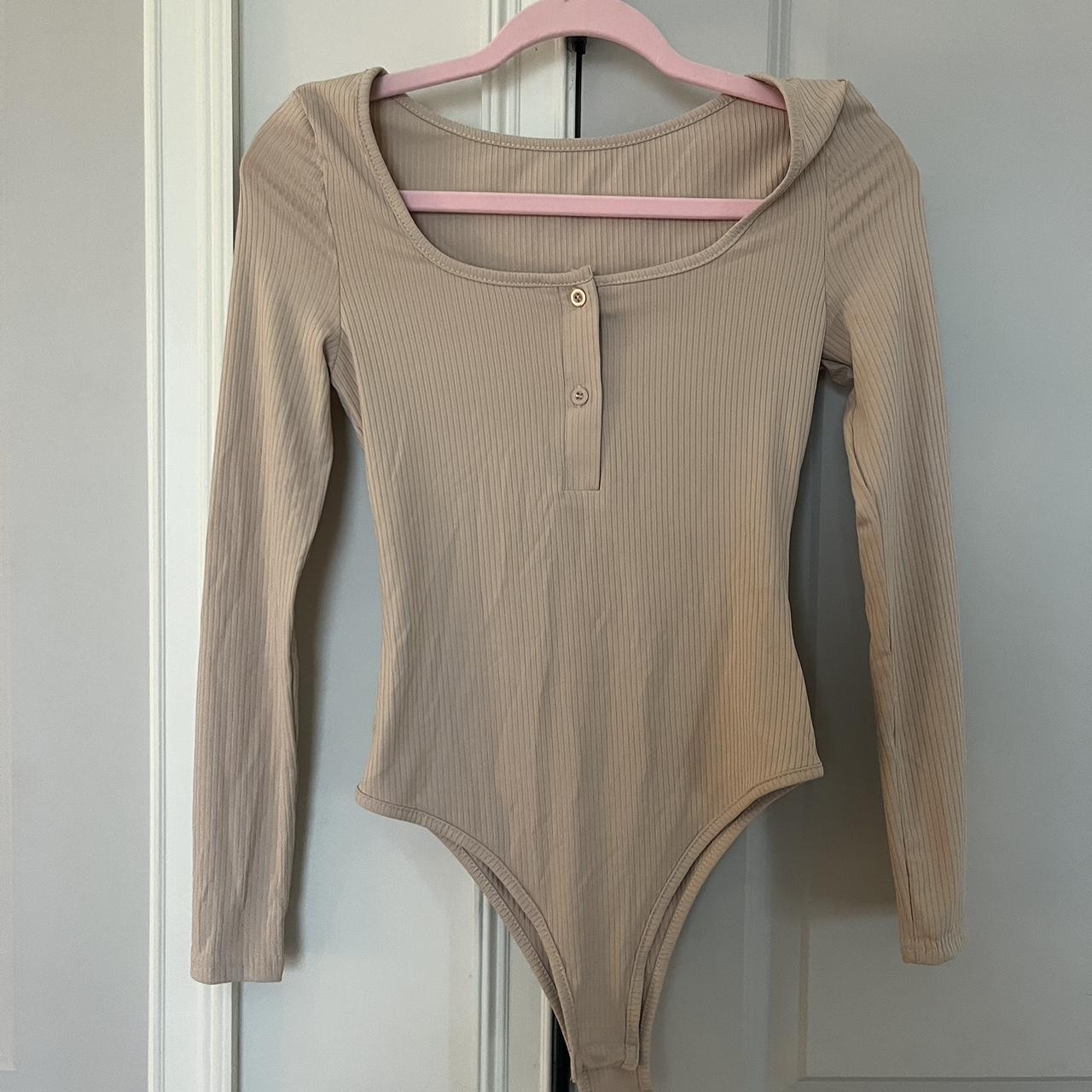 Shein Tan Long Sleeve Bodysuit - Depop