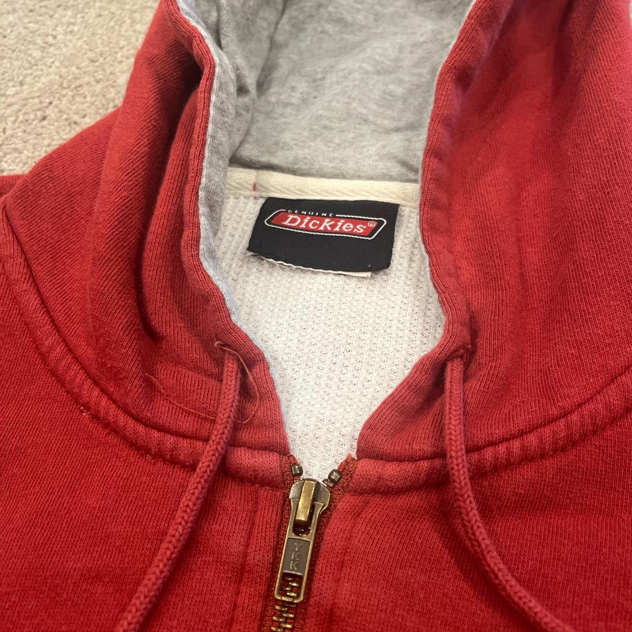 Red Thick Dickies Zip Up Size Large or Medium, no... - Depop