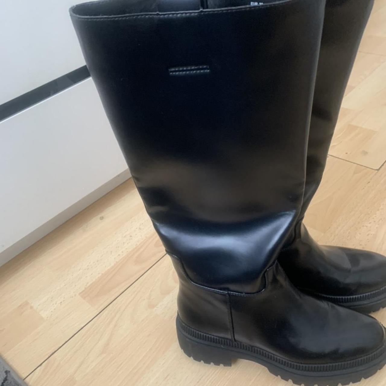 h&m knee high boots - glossy bought for £54 only... - Depop